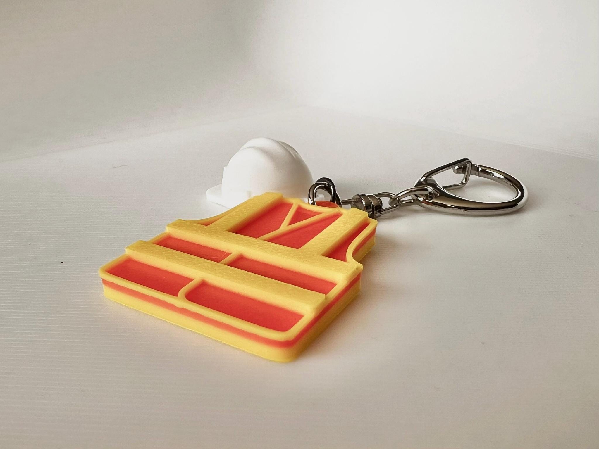 Construction Vest and Hard Hat Keychain - Yellow and Orange ...