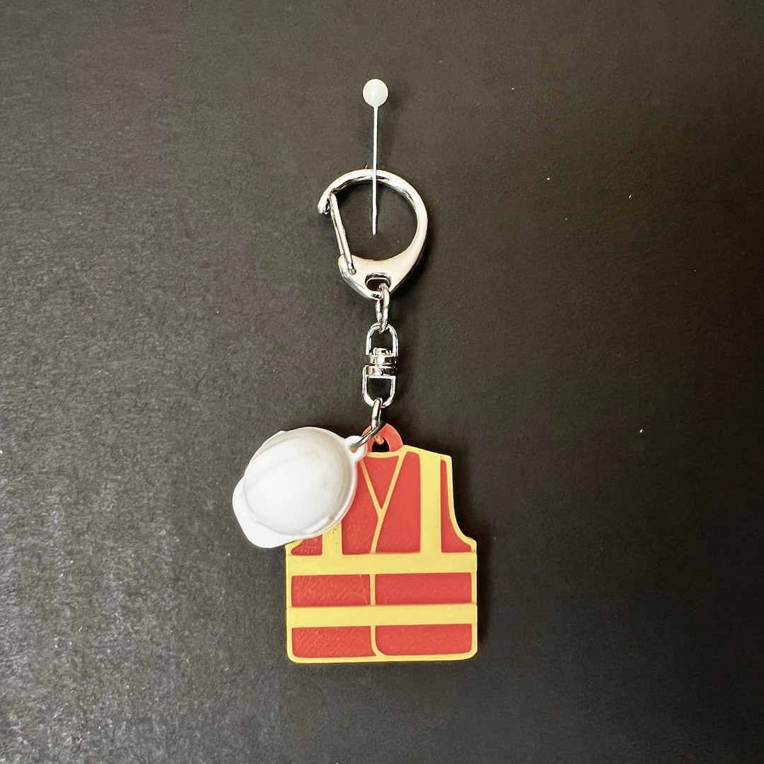Construction Vest and Hard Hat Keychain - Yellow and Orange ...