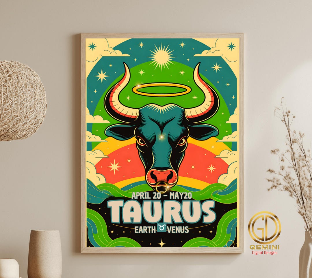 Taurus Zodiac Digital Art - Mystical Celestial Bull | Astrology Print ...