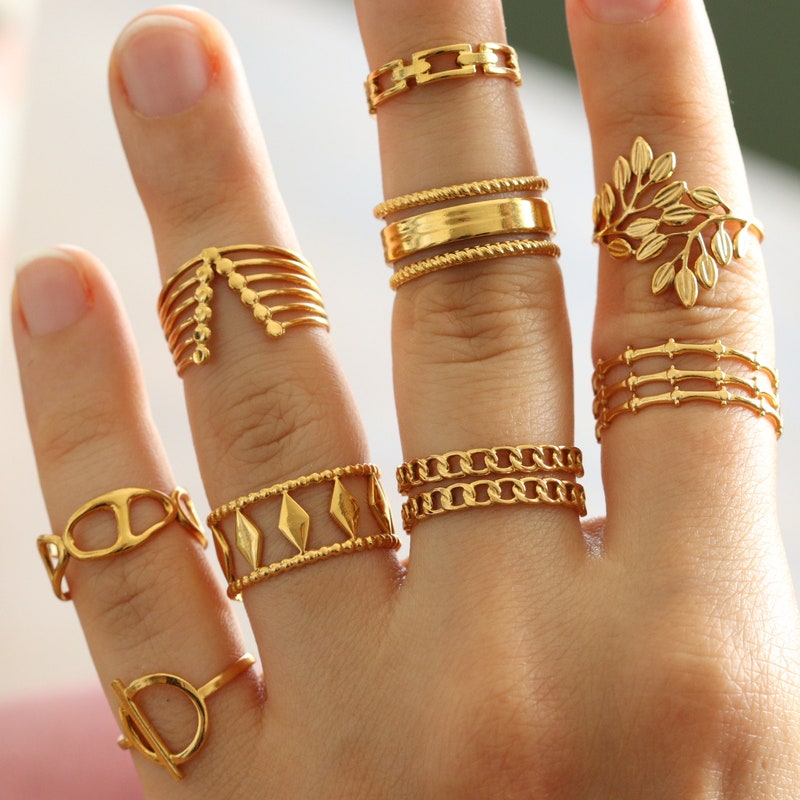 Waterproof Gold Ring Set - Etsy