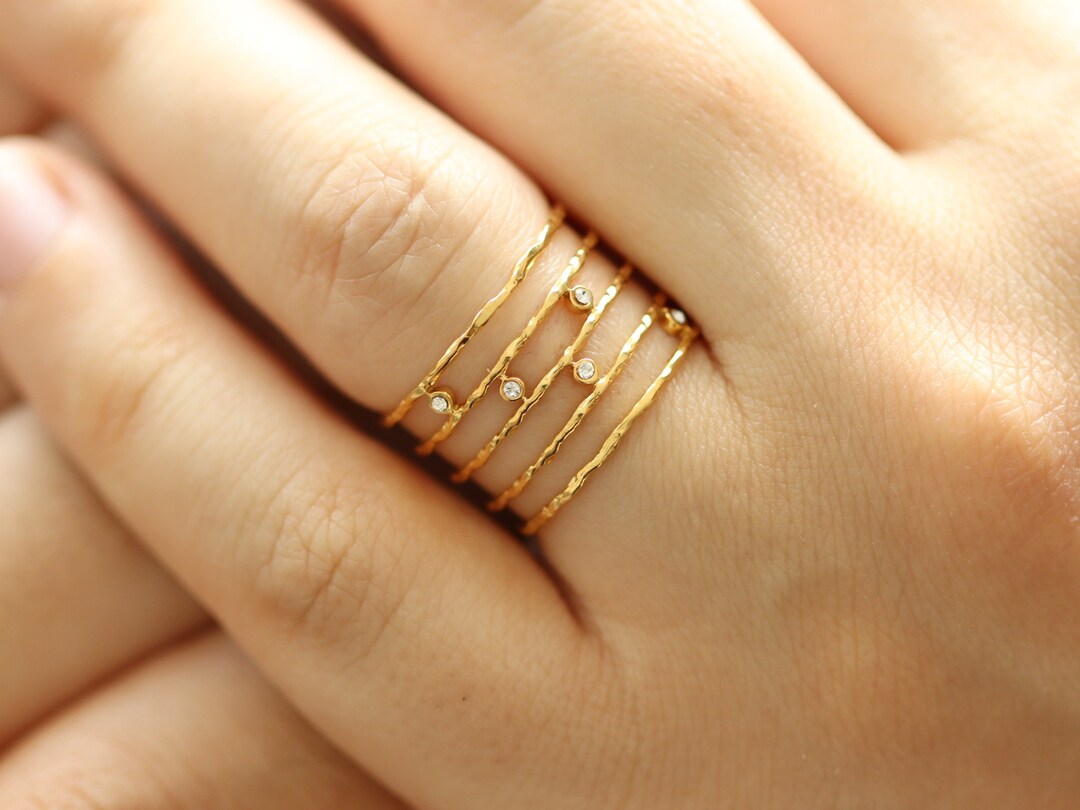 18K Gold Adjustable Rings for Women, Stackable Ring, Chunky Ring Gold ...