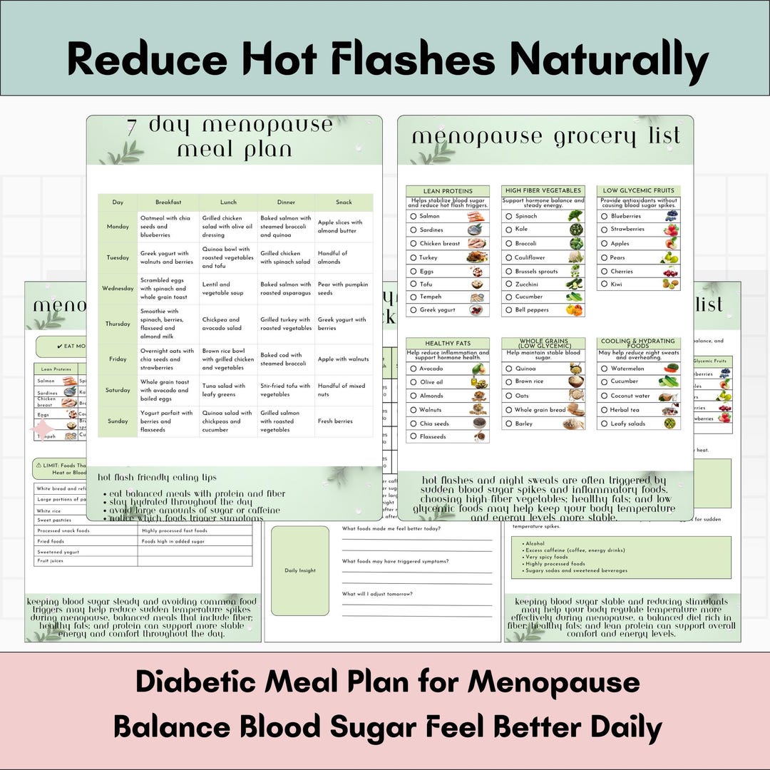 Diabetic Meal Plan Menopause Diet Plan Hot Flash Diet Night Sweat Diet ...