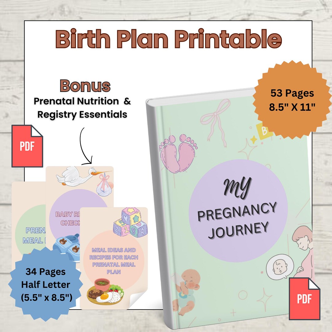 Birth Plan Printable | Maternity Planner & Pregnancy Tracker | Prenatal ...