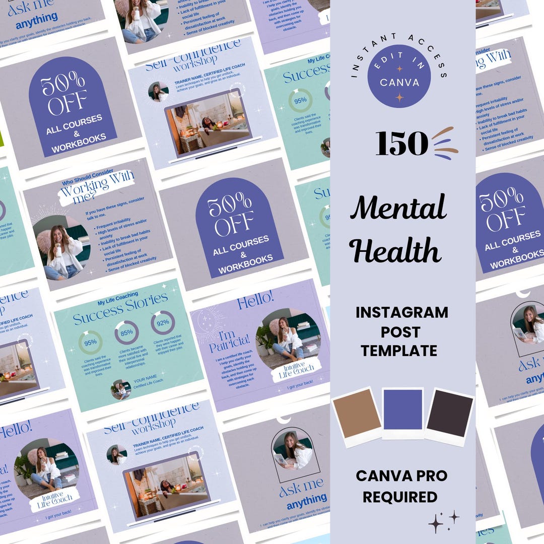 Life Coach Instagram Templates: Canva Social Media Bundle (editable ...