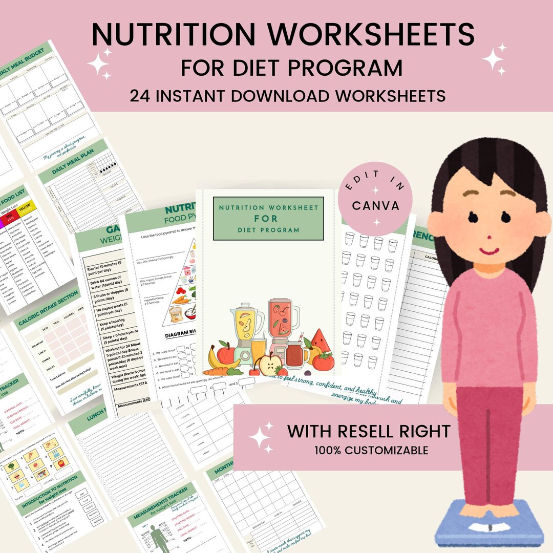 Nutrition Worksheet for Diet Programs | Printable Macronutrient ...