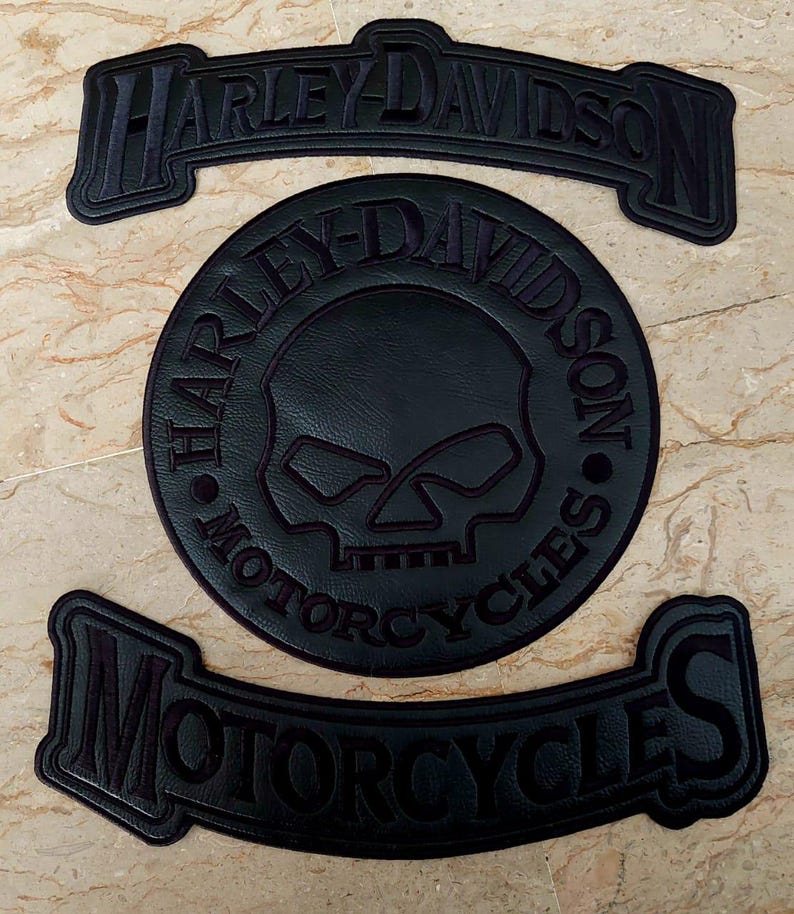 Patches , Large Harley Davidson Skull Embroidery Patch Bold Colors ...