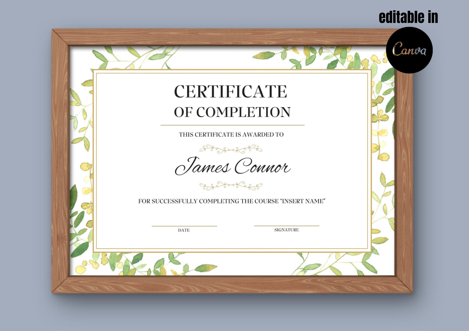Editable Certificate of Completion Template, Printable Completion ...