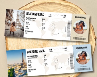 Editable Online Boarding Pass Template Airplane Ticket Travel Gift for ...