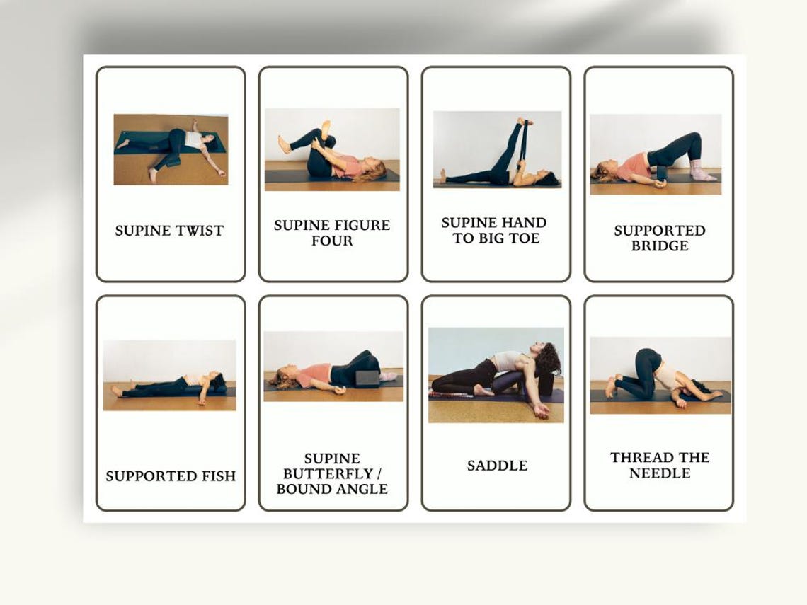 Yin Yoga Posture Flashcards Downloadable PDF | Restorative Yoga Flashcards | Yin Yoga Pose ...