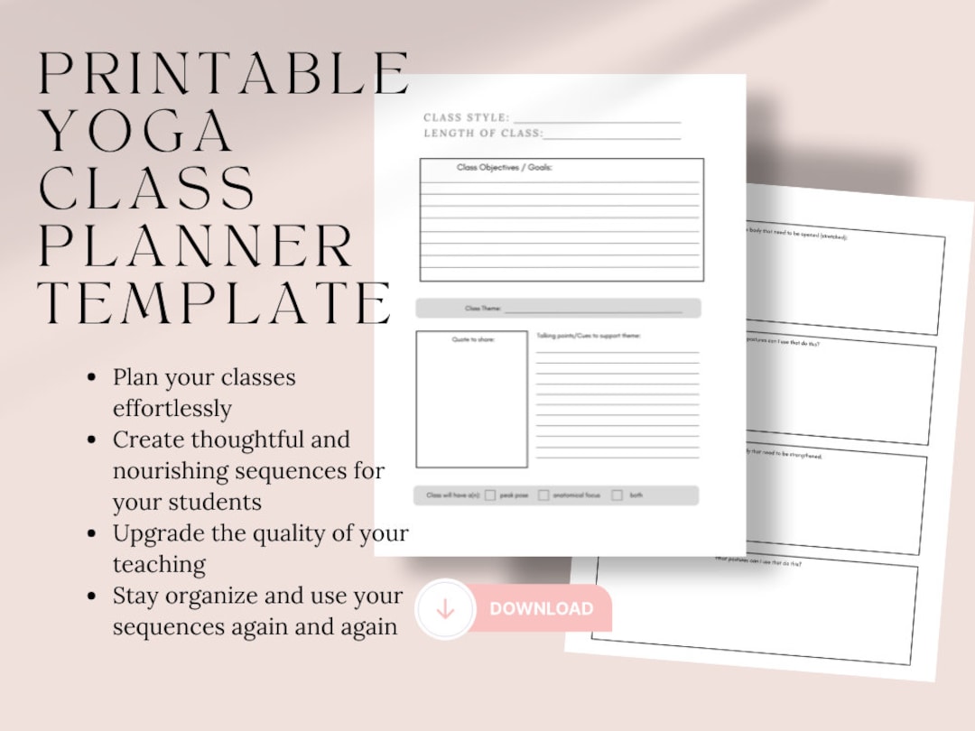 Yoga Class Planner | Printable Sequencing Template (PDF) - Etsy