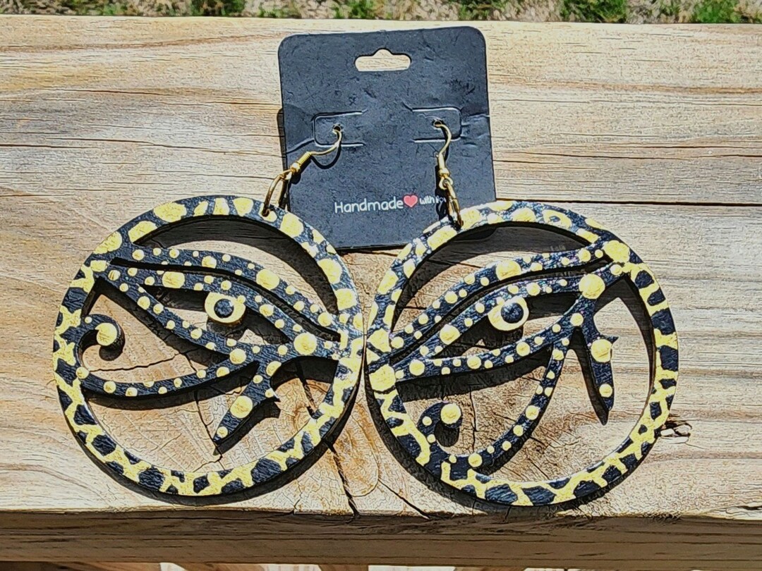Black and Gold, EYE of Rah, EYE of Horus, Classic, Ethnic Hand Painted ...
