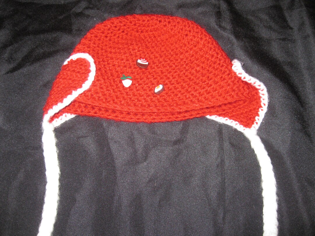 Valentine's Day Hat Red Crocheted Hat Decorated With Cupcake and ...