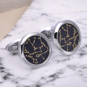Celestial Constellation Cufflinks for Men - Gold and Silver Starry Sky Cufflinks | Astronomy ...