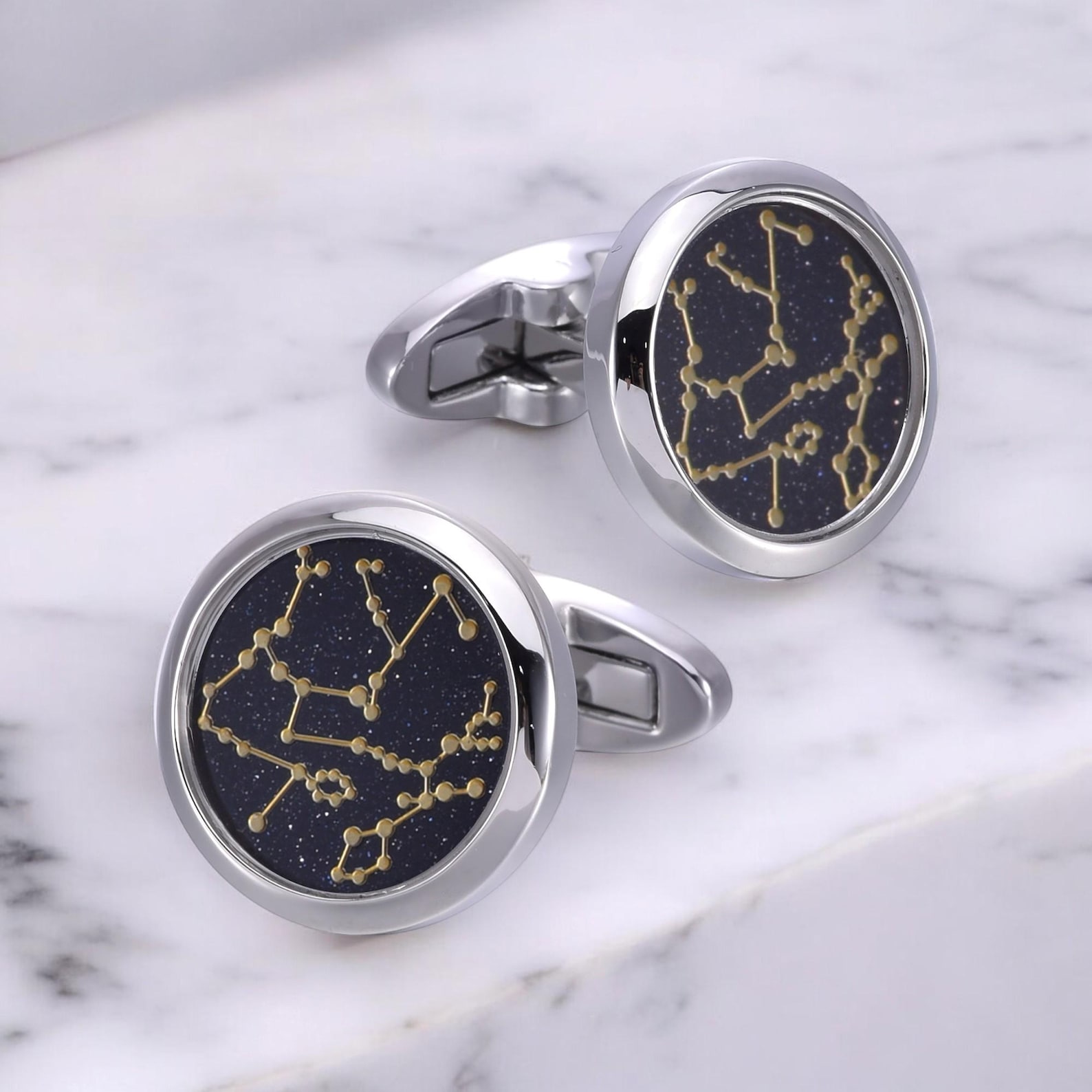 Celestial Constellation Cufflinks for Men - Gold and Silver Starry Sky ...
