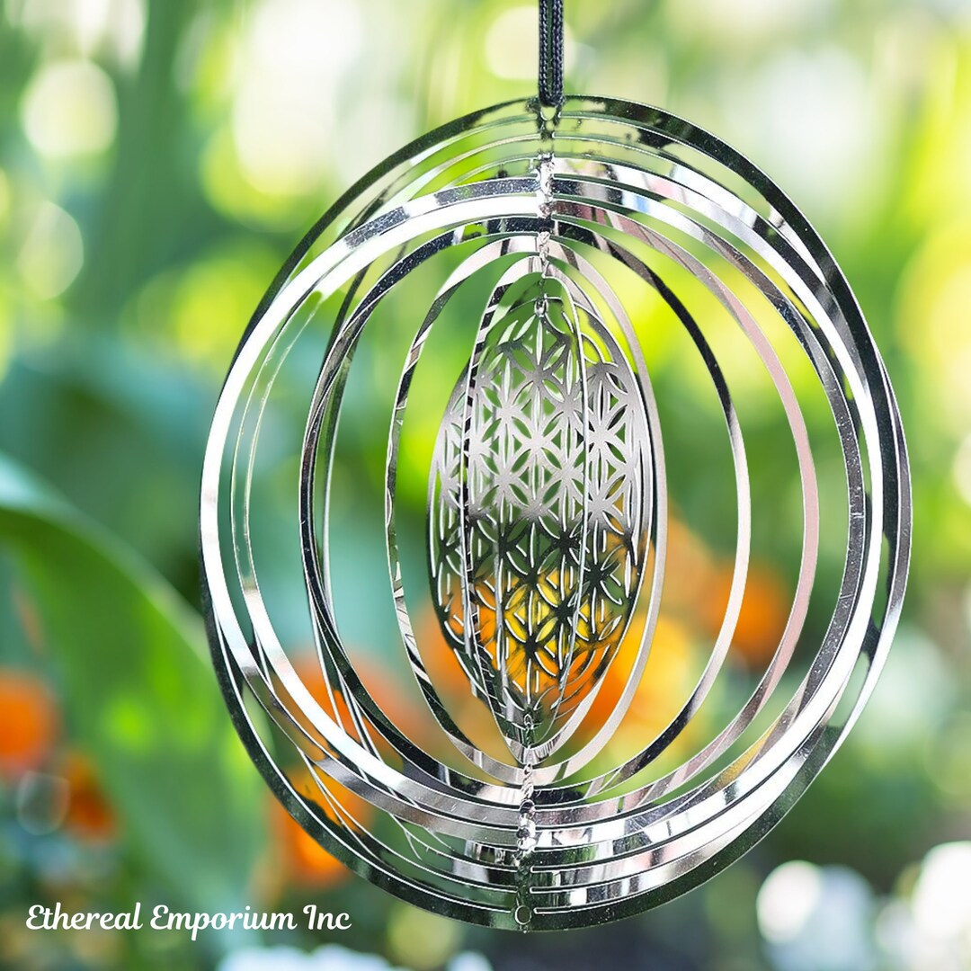 Metal Flower Wind Spinner: Rotating Wind Chimes, Sublimation Decor ...