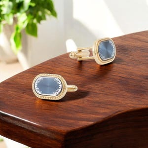 Rounded Blue and Gold Diamond Cufflinks, Elegant Men's Accessories ...