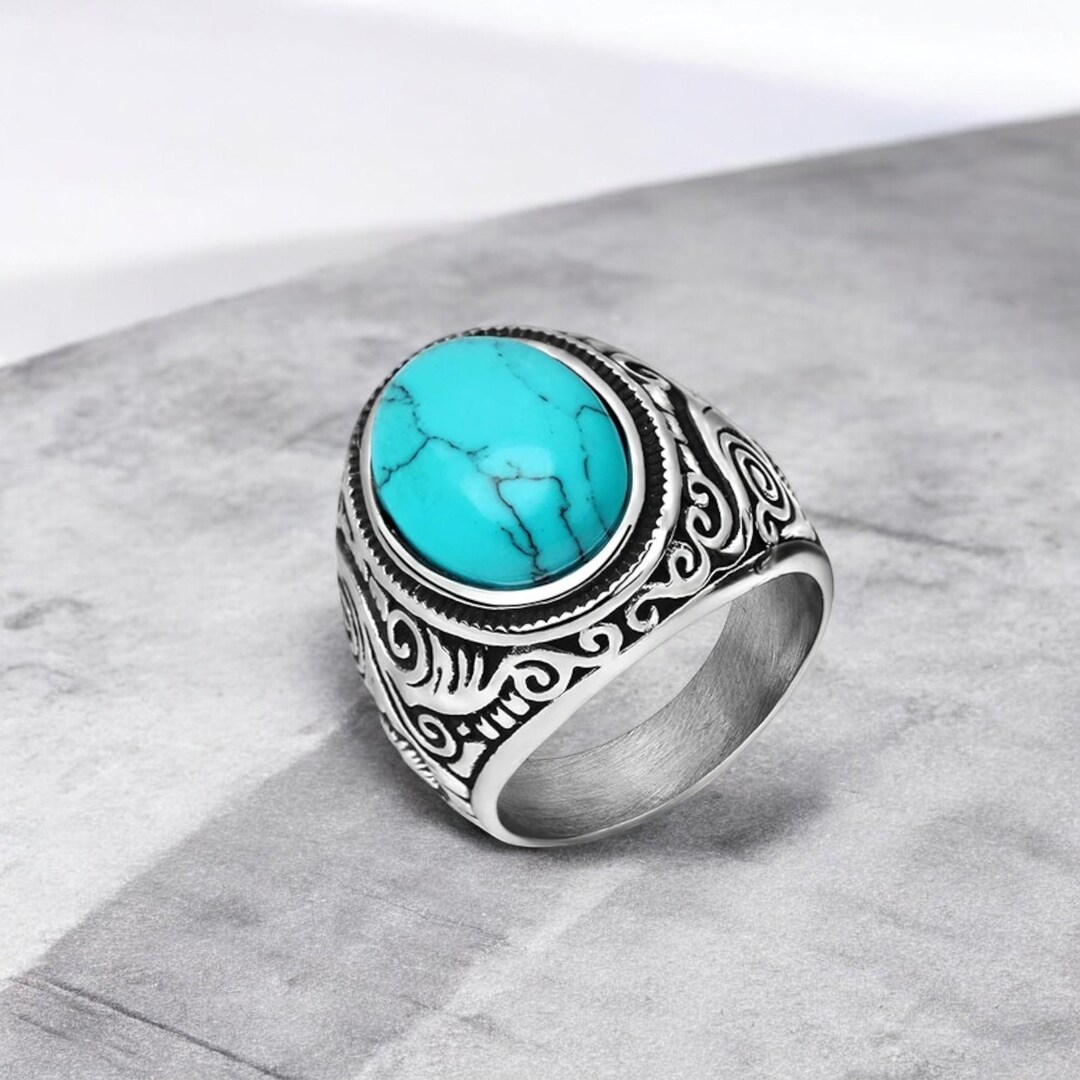Vintage Western Turquoise Ring for Men | Handcrafted Turquoise Stone ...