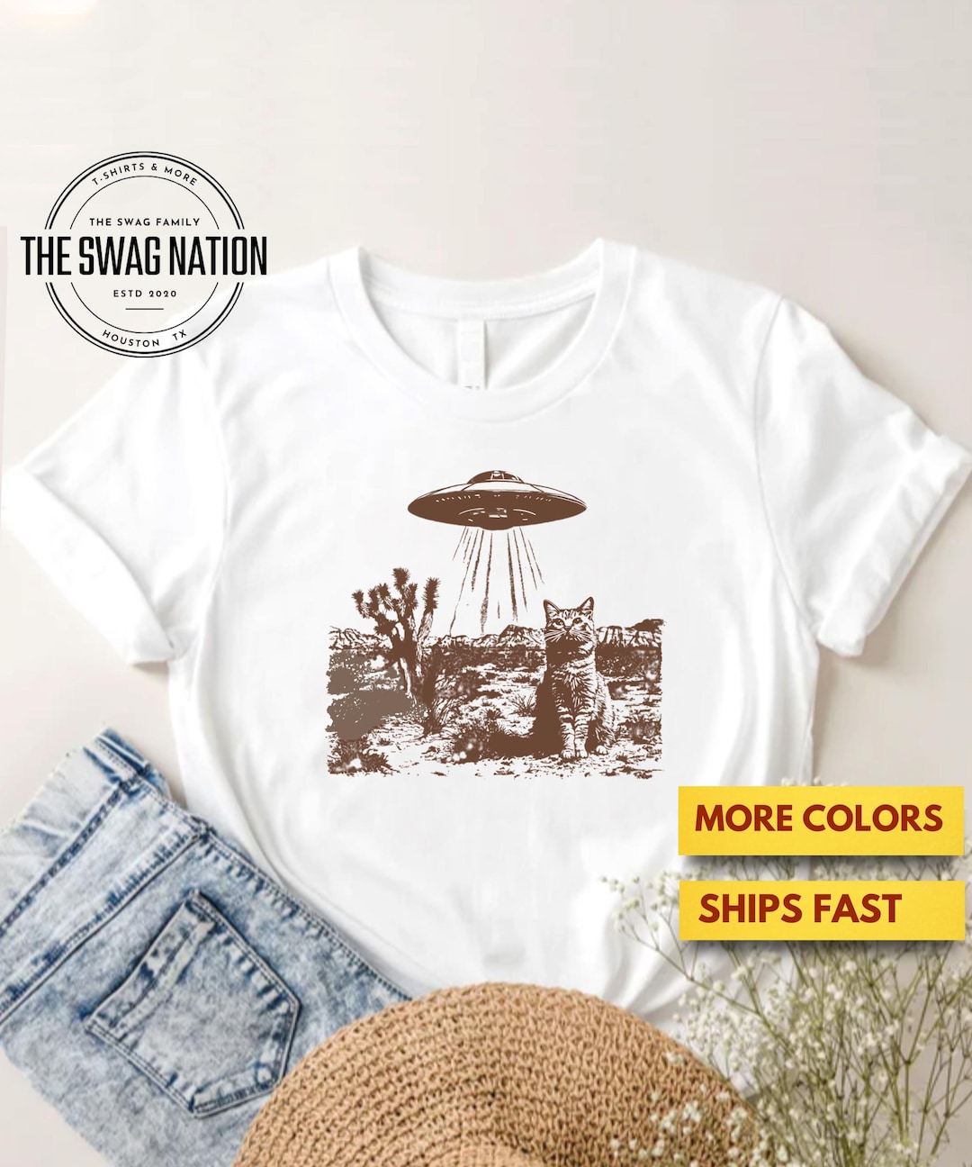 UFO Cowboy Cat Shirt, Retro Western Rodeo Shirt, Wild West Kitten Shirt ...