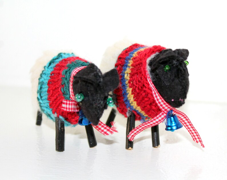 Handmade Primitive Christmas Suffolk Sheep in sweater | Etsy