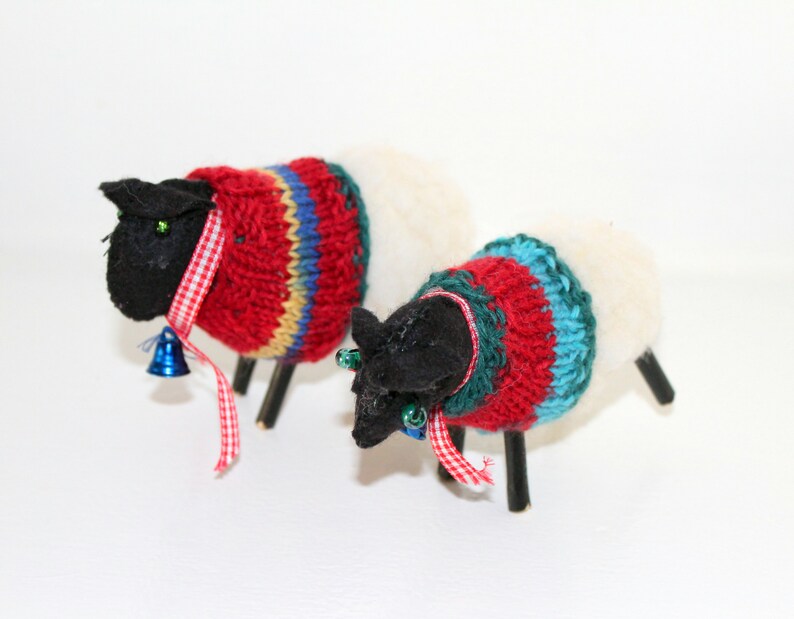 Handmade Primitive Christmas Suffolk Sheep in sweater | Etsy