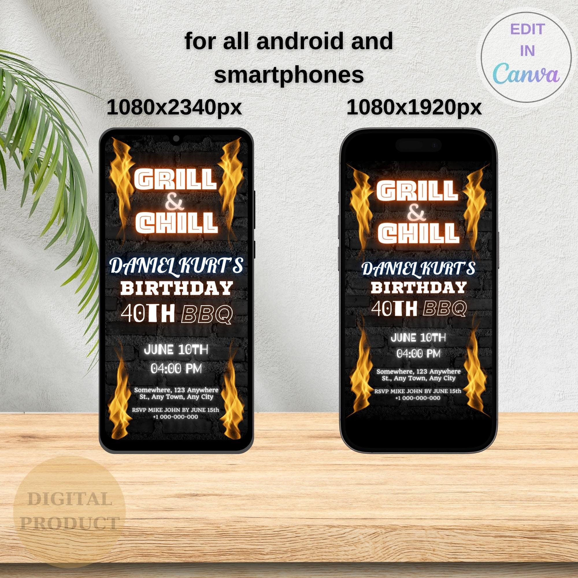Digital Backyard BBQ Birthday Invitation Template, Grill and Chill ...