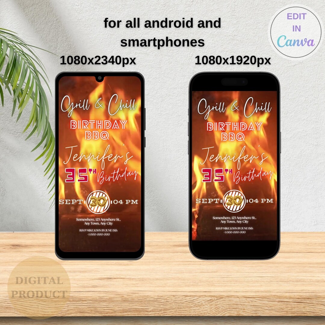 Digital Editable Animated Backyard BBQ Birthday Invitation Template ...
