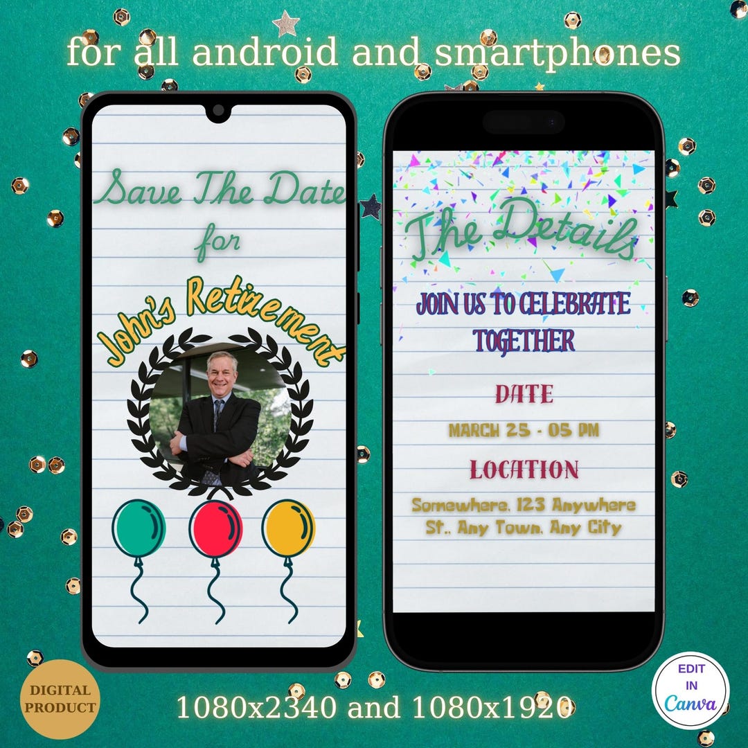 Editable Save the Date Digital Retirement Party Video Invitation With ...