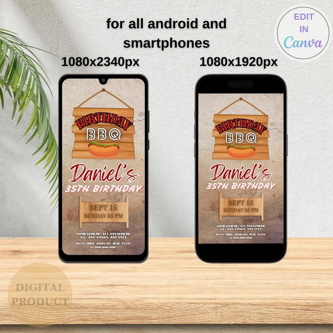 Digital Editable Backyard BBQ Birthday Invitation Template, Birthday ...