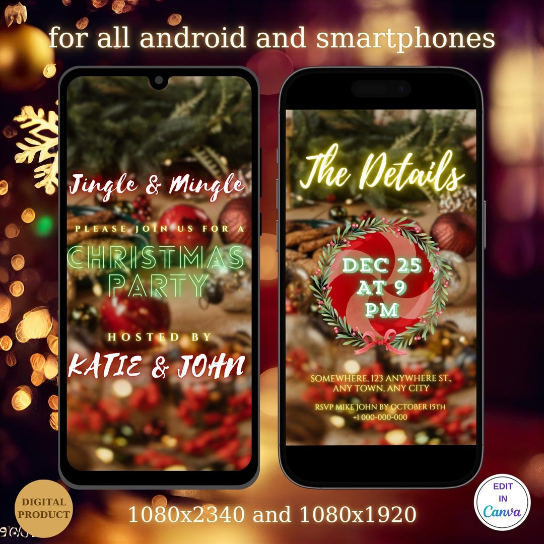 Digital Editable Animated Christmas Party Invitation Template, Jingle ...