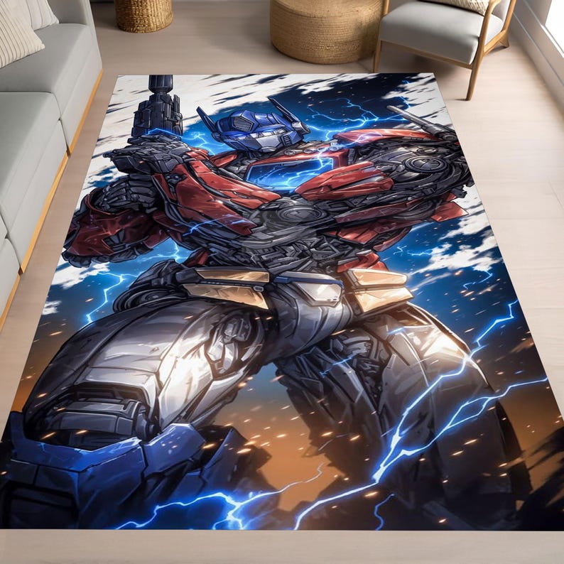 Futuristic Robot Hero Rug, Sci-fi Warrior Design - Etsy