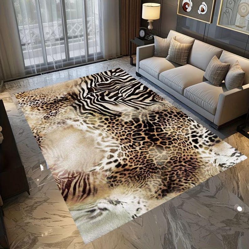Leopard and Zebra Print Rug, Modern Safari Carpet - Etsy