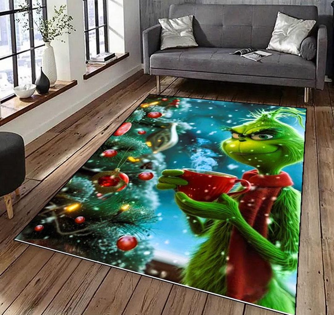 Grinch Christmas Rug, Funny Holiday Home Decor - Etsy