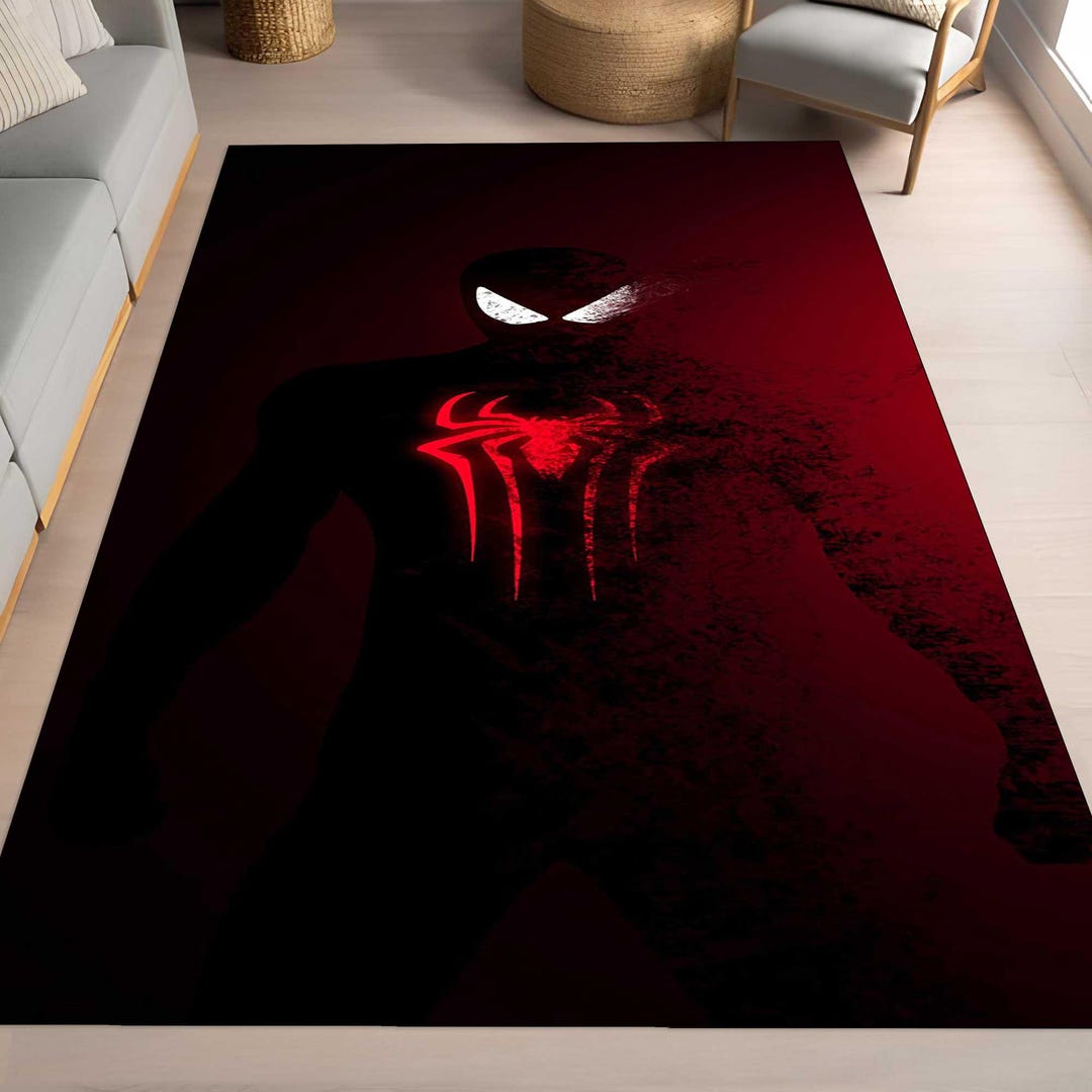 Spider-man Dark Silhouette Rug Marvel Fans' Favorite Floor Decor, Bold ...