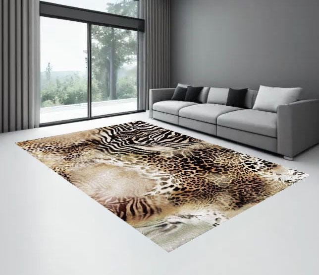 Leopard and Zebra Print Rug, Modern Safari Carpet - Etsy