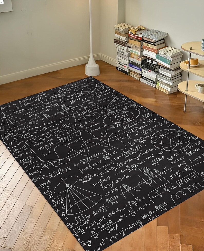 Scientific Equation Area Rug, Math Lover's Home Decor, Black White ...