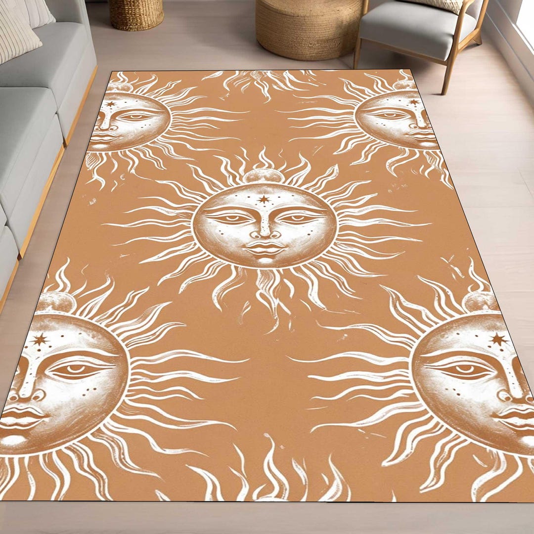 Boho Sun Face Area Rug, Modern Living Room Carpet - Etsy