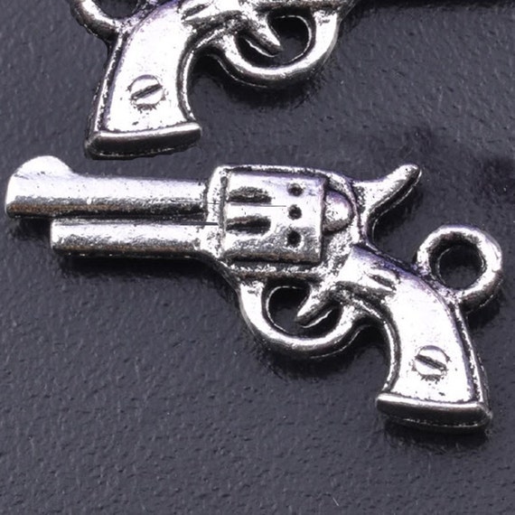 Silver Pistol Mini Gun Charm lot of 10 | Etsy