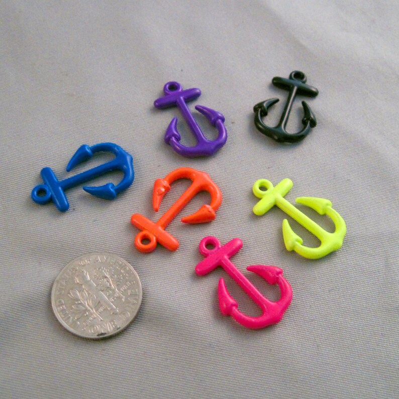Mixed Colorful Mini Anchor Charm Lot of 6 - Etsy