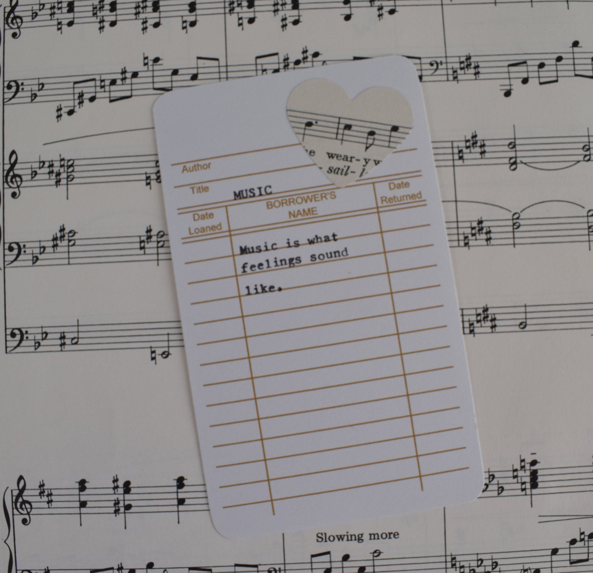 Music Sheet Library Card Bookmark/ Music Quotes - Etsy
