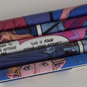 Hand Wrapped Comic Book Pencil Set in Blue and Magenta - Etsy