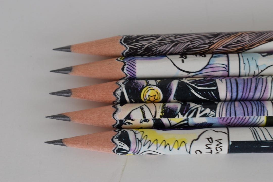 Hand Wrapped Comic Book Pencil Set in Lavender - Etsy