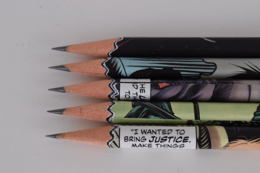 Hand Wrapped Comic Book Pencil Set in Green and Dark - Etsy