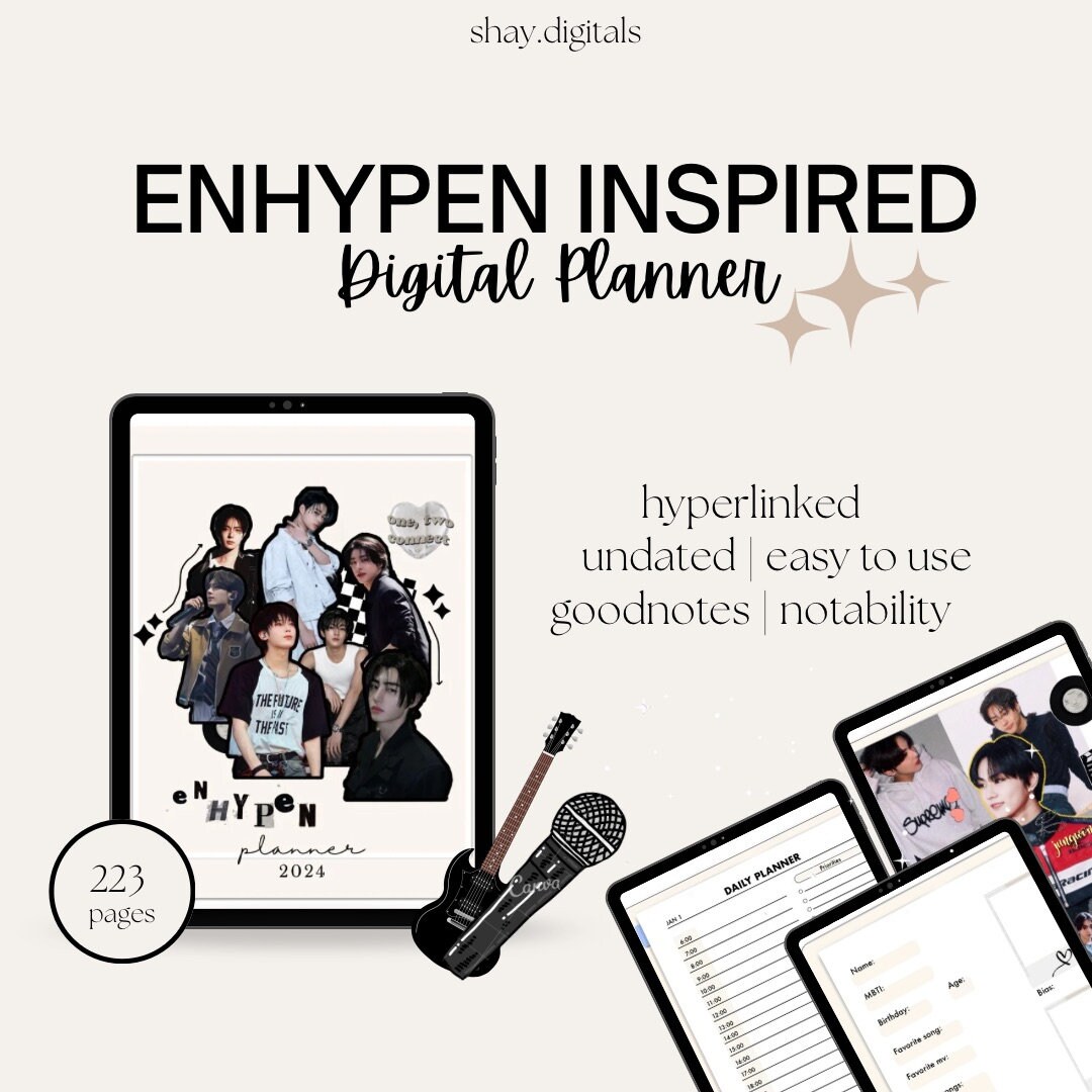 Enhypen Inspired 2024 Digital Planner | Hyperlinked | Undated | Kpop ...