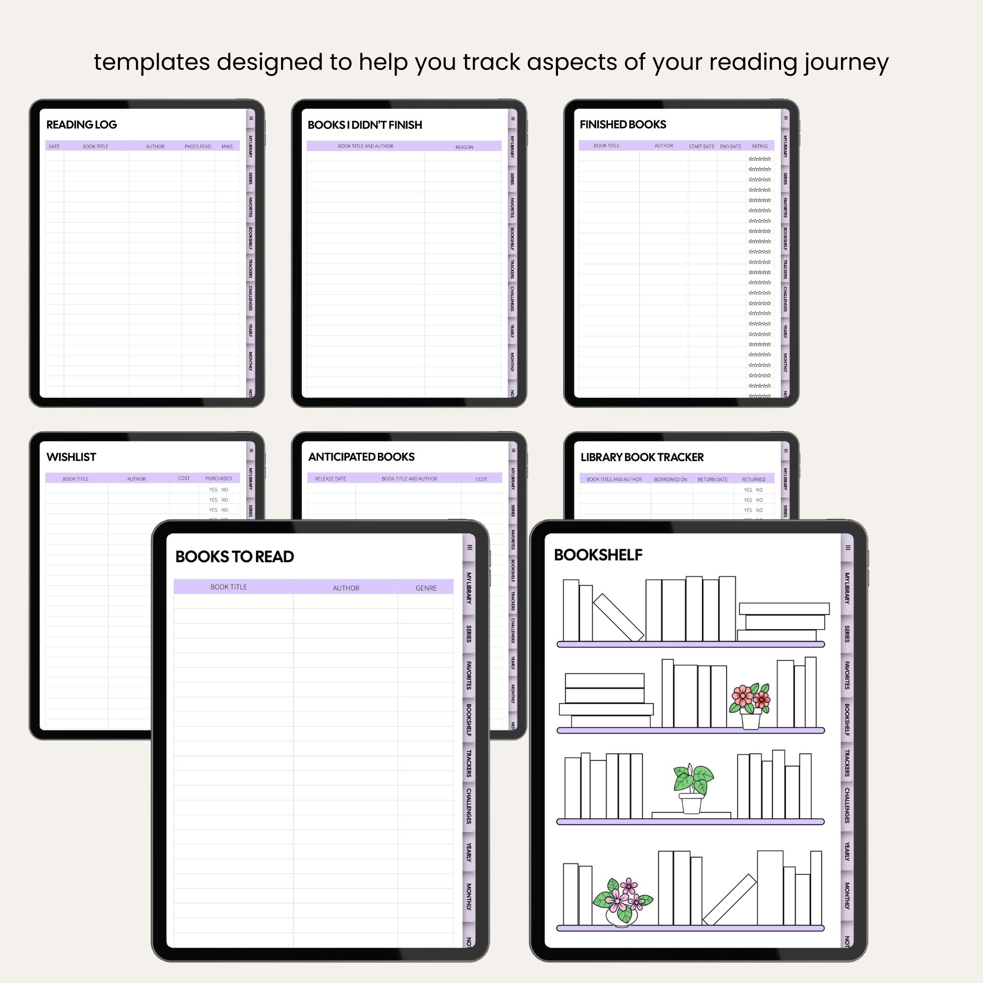 Digital Reading Journal, Portrait Reading Journal, Book Tracker ...
