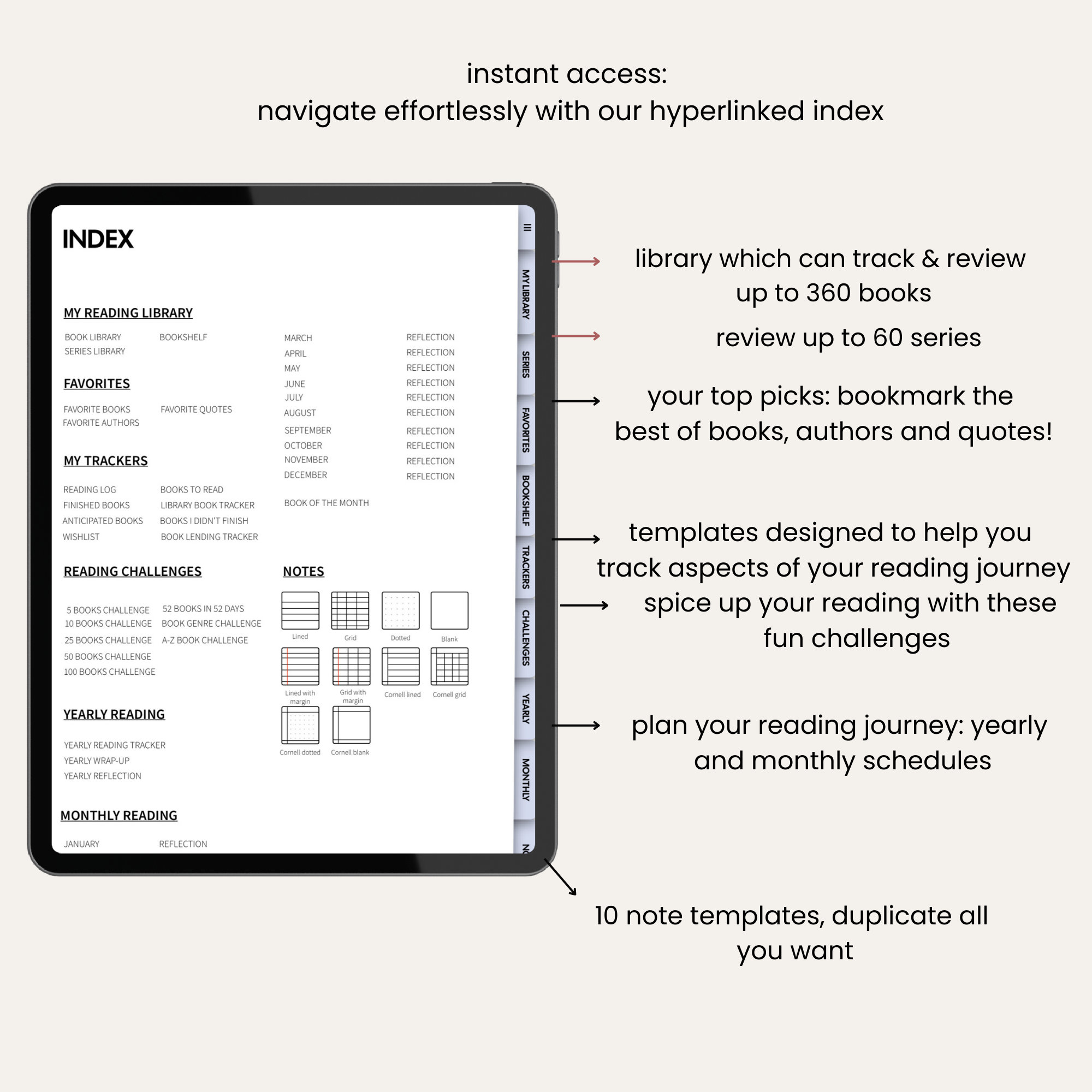 Digital Reading Journal, Digital Reading Planner, Blue Digital Planner ...