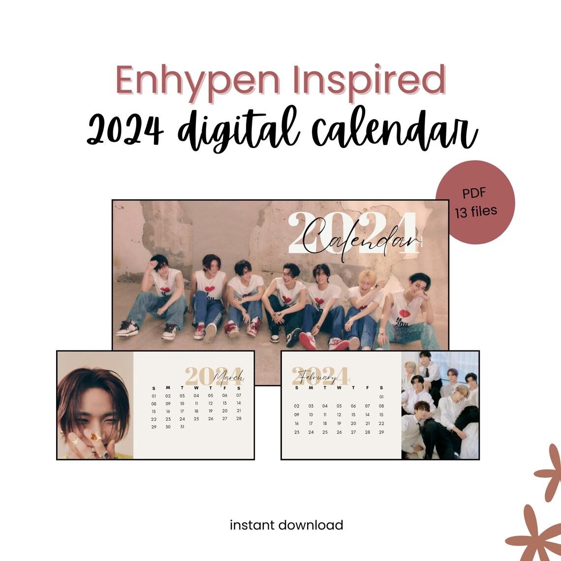 Enhypen Inspired Digital Calendar, Printable Calendar, Enhypen Romance ...