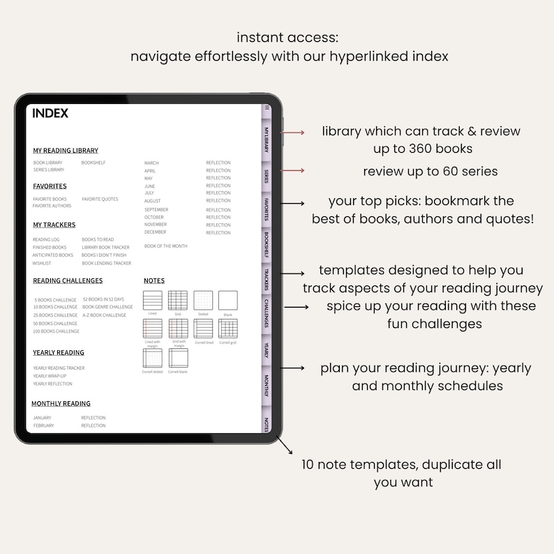 Digital Reading Journal, Portrait Reading Journal, Book Tracker ...