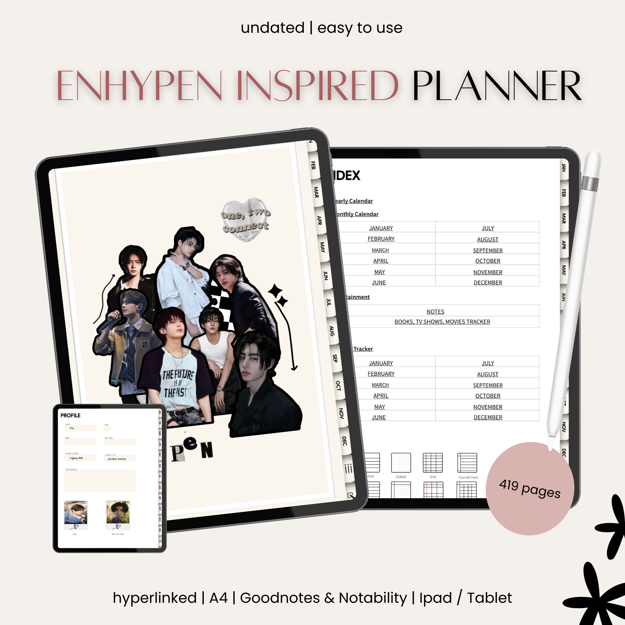 Kpop Enhypen Inspired 2024 Digital Planner, Printable, Kpop Inspired ...