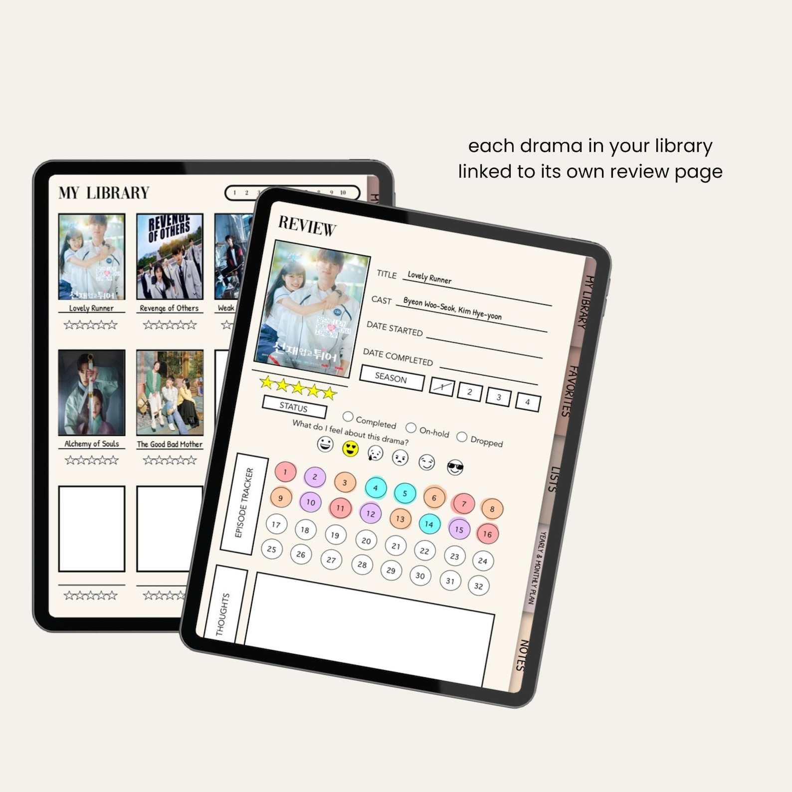 Digital K-drama Journal, K-drama Tracker, Korean Drama Planner, Kdrama ...
