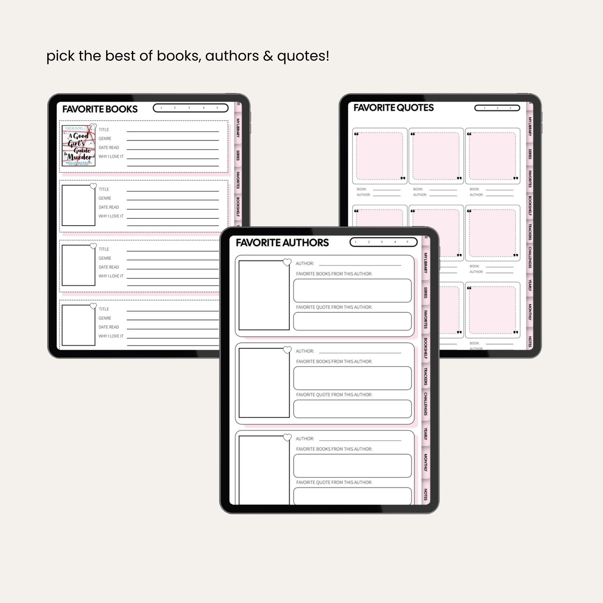 Digital Reading Journal, Portrait Reading Planner, Book Review, Reading ...